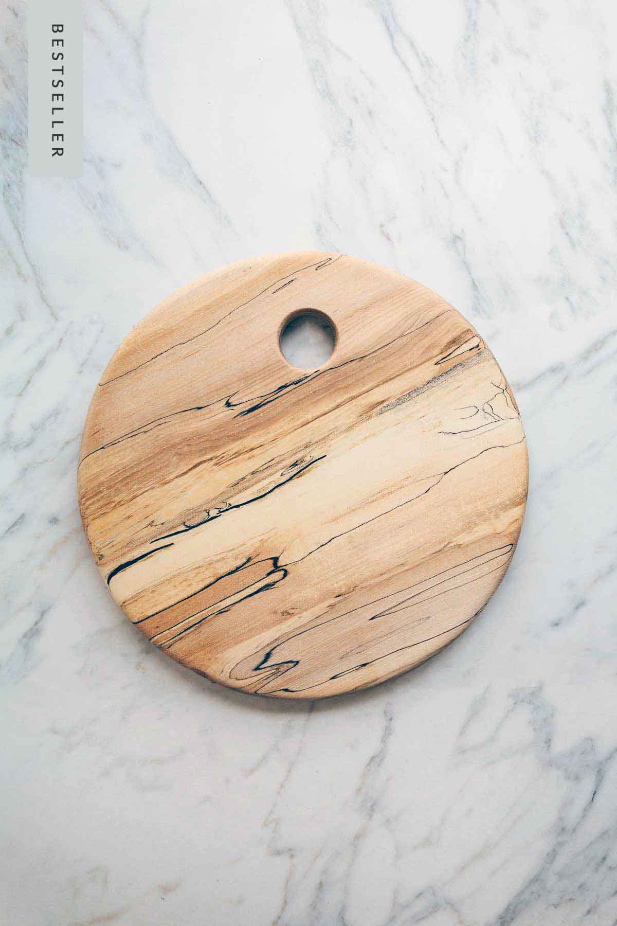 Spalted Maple Large Round Serving Board | A Cultivated Living